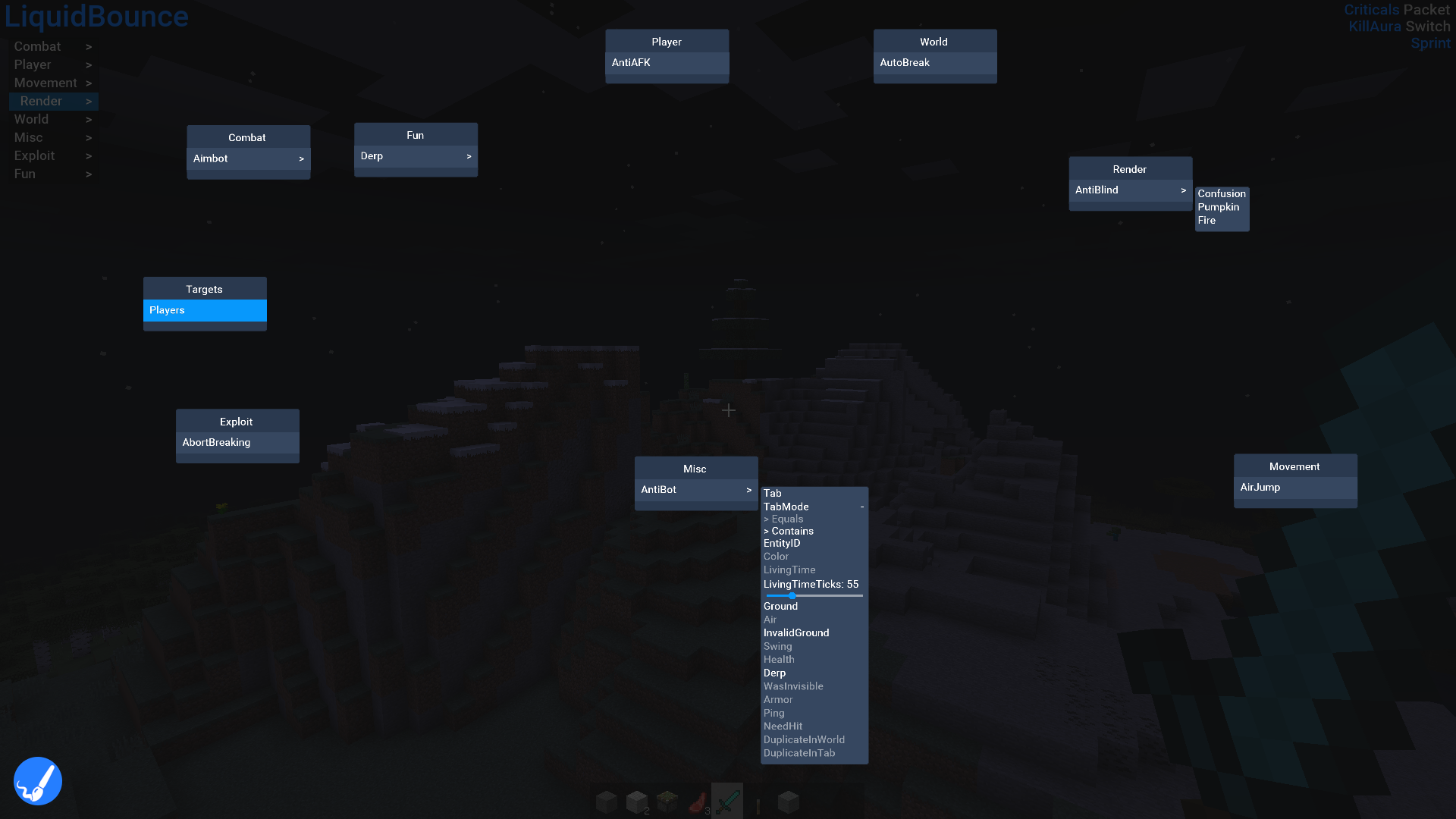 Пропали функции в ClickGUI /, что нужно сделать чтоб функции появились ...