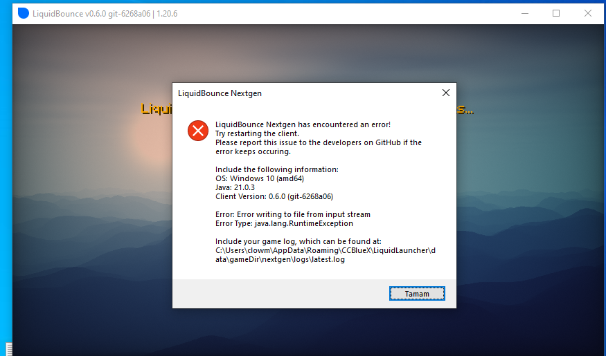 LiquidBounce Nextgen has encountered an error! | LiquidBounce Forum